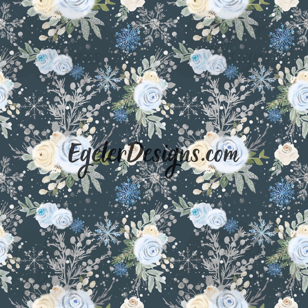 Snowflake Floral Pattern, Snowflake Seamless, Floral Pattern, Digital ...