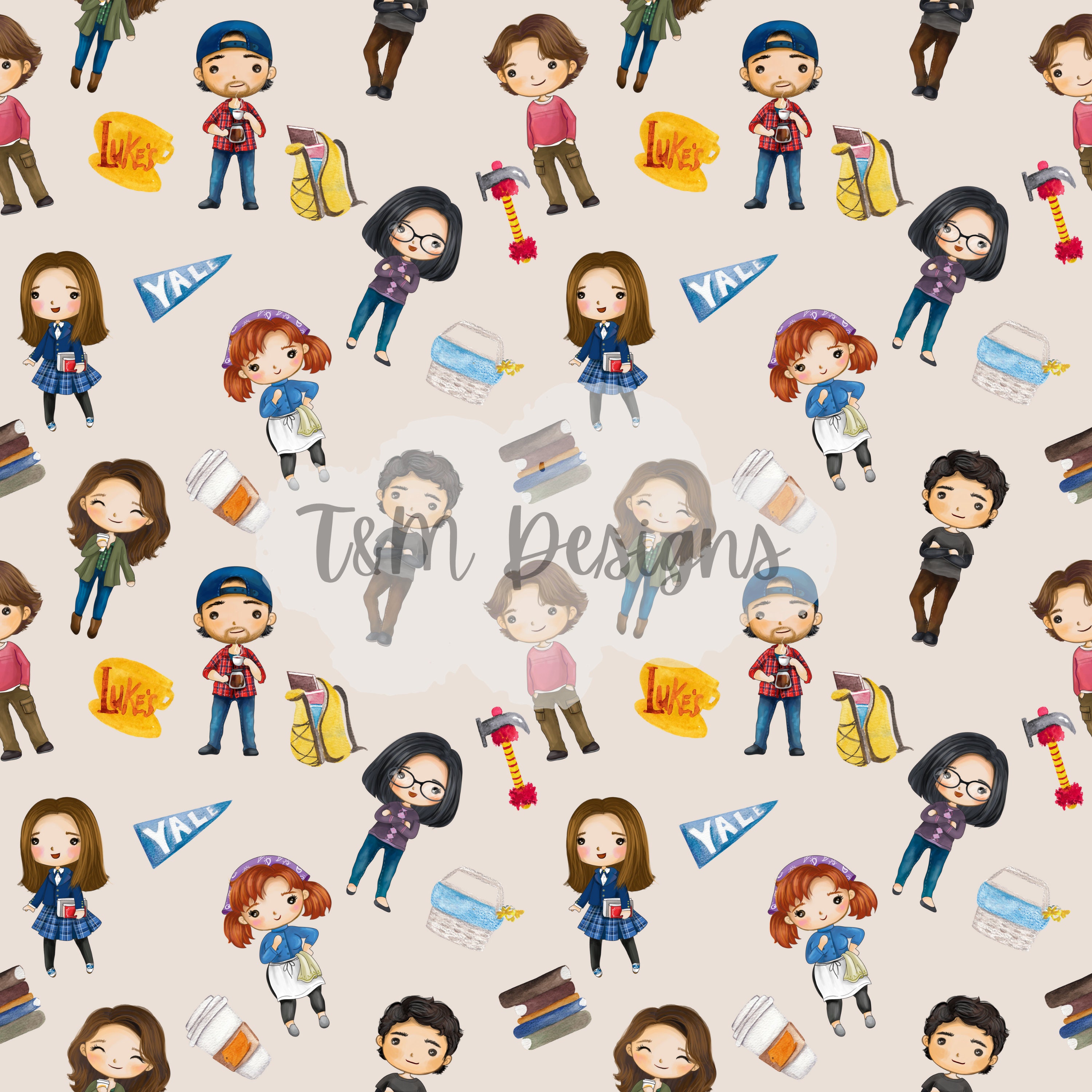Gilmore Girls Rory Digital Paper Printable Pattern Lorelei Clipart