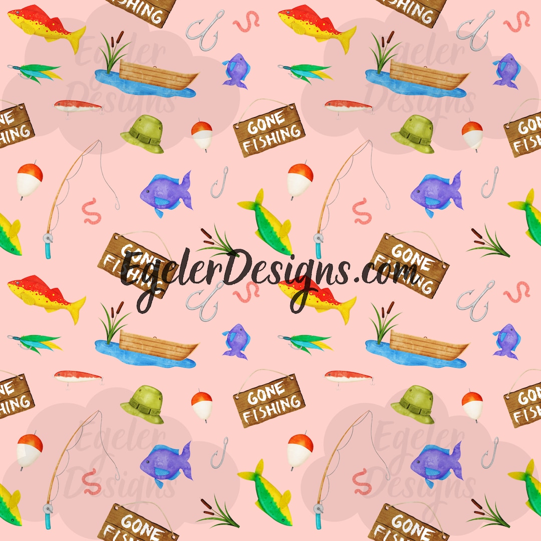 Fishing Seamless Pattern, Printable, Digital Fish Clipart, Download ...