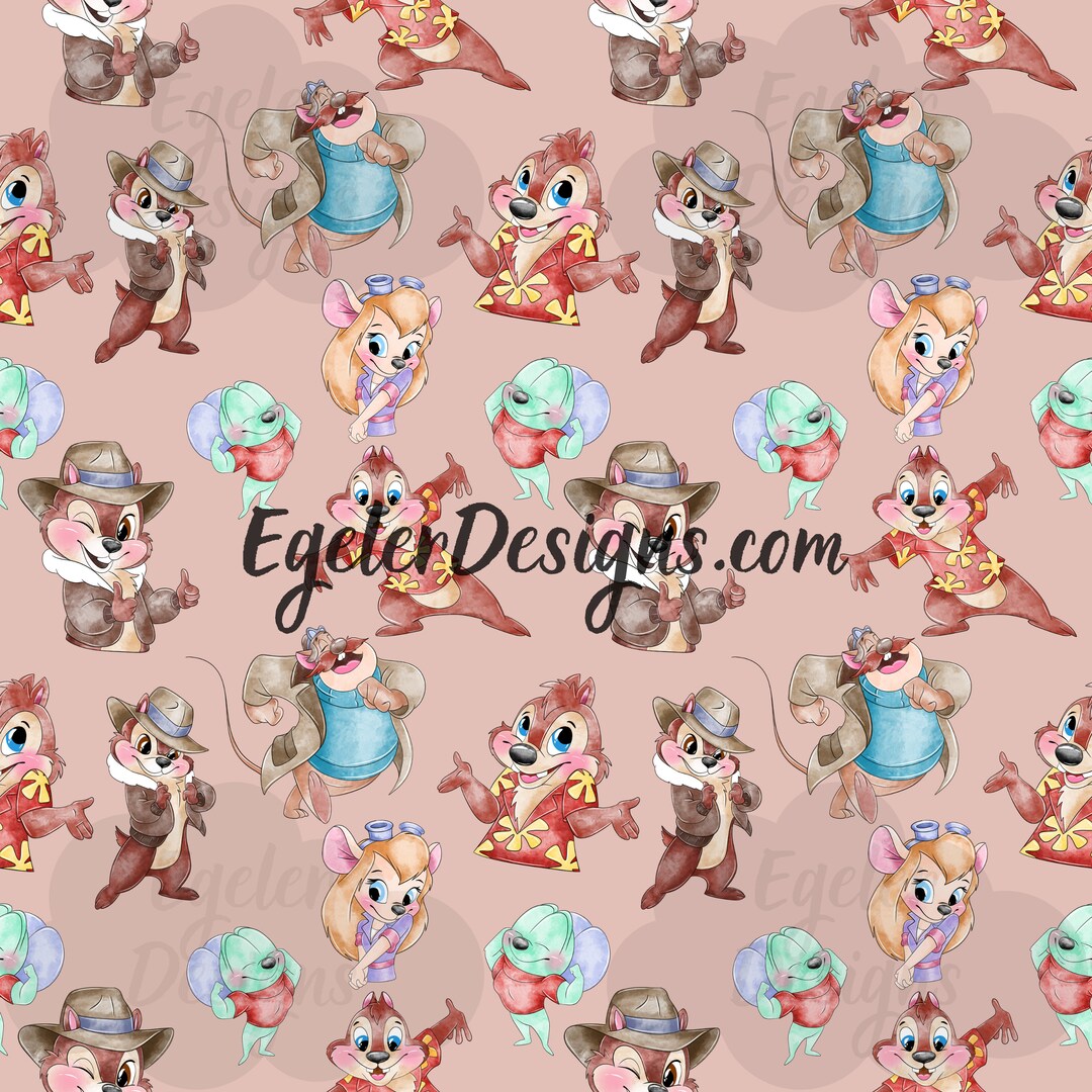 Chipmunk Seamless Pattern, Dale Seamless, Chip Seamless, Digital ...