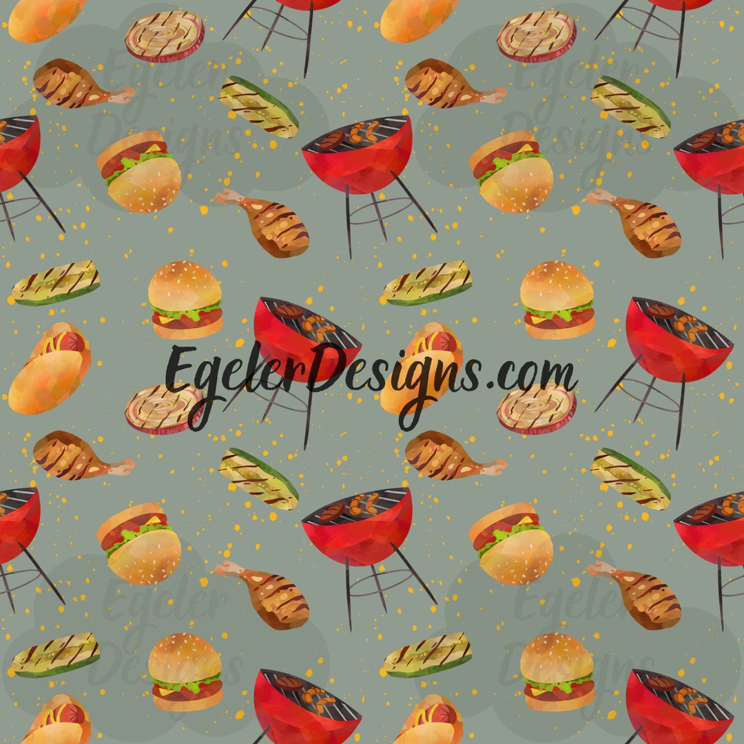 Grilling Pattern: Cookout Food Seamless Background (digital Download ...