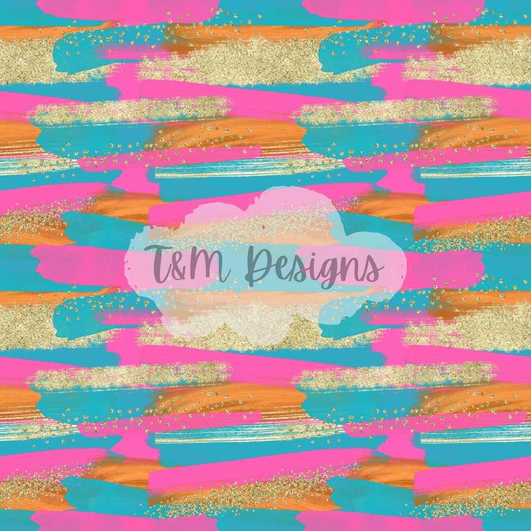 Pink and Gold Brushstroke Seamless Pattern, Brushstroke Pattern ...