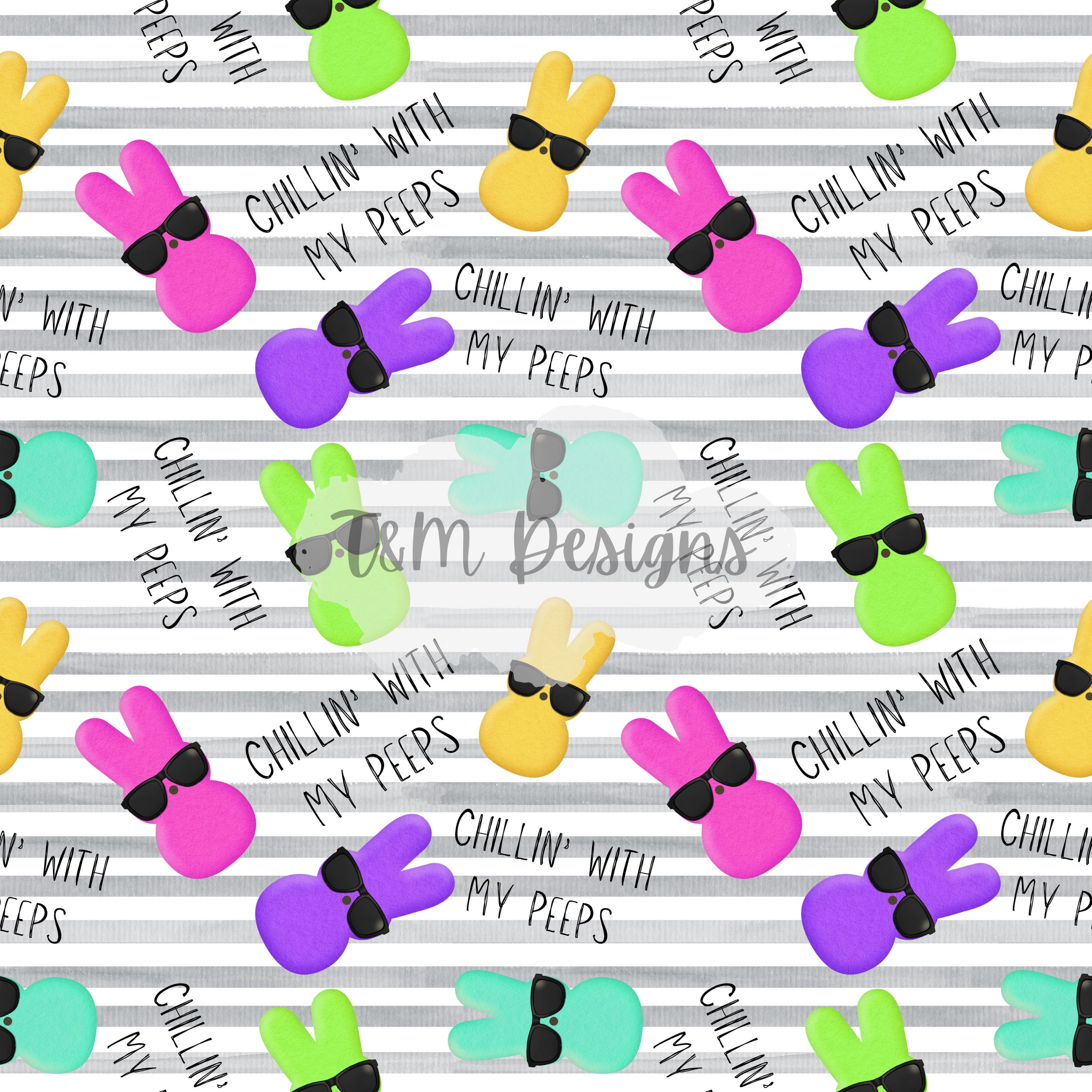 Chillin with my peeps seamless pattern digital pattern paper | Etsy
