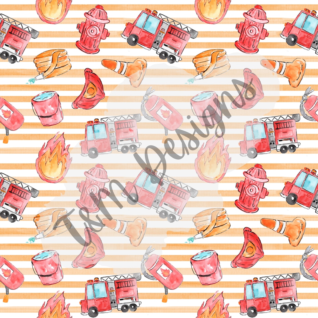 Firefighter Seamless Pattern, Fire Pattern, Seamless Pattern, Firemen ...