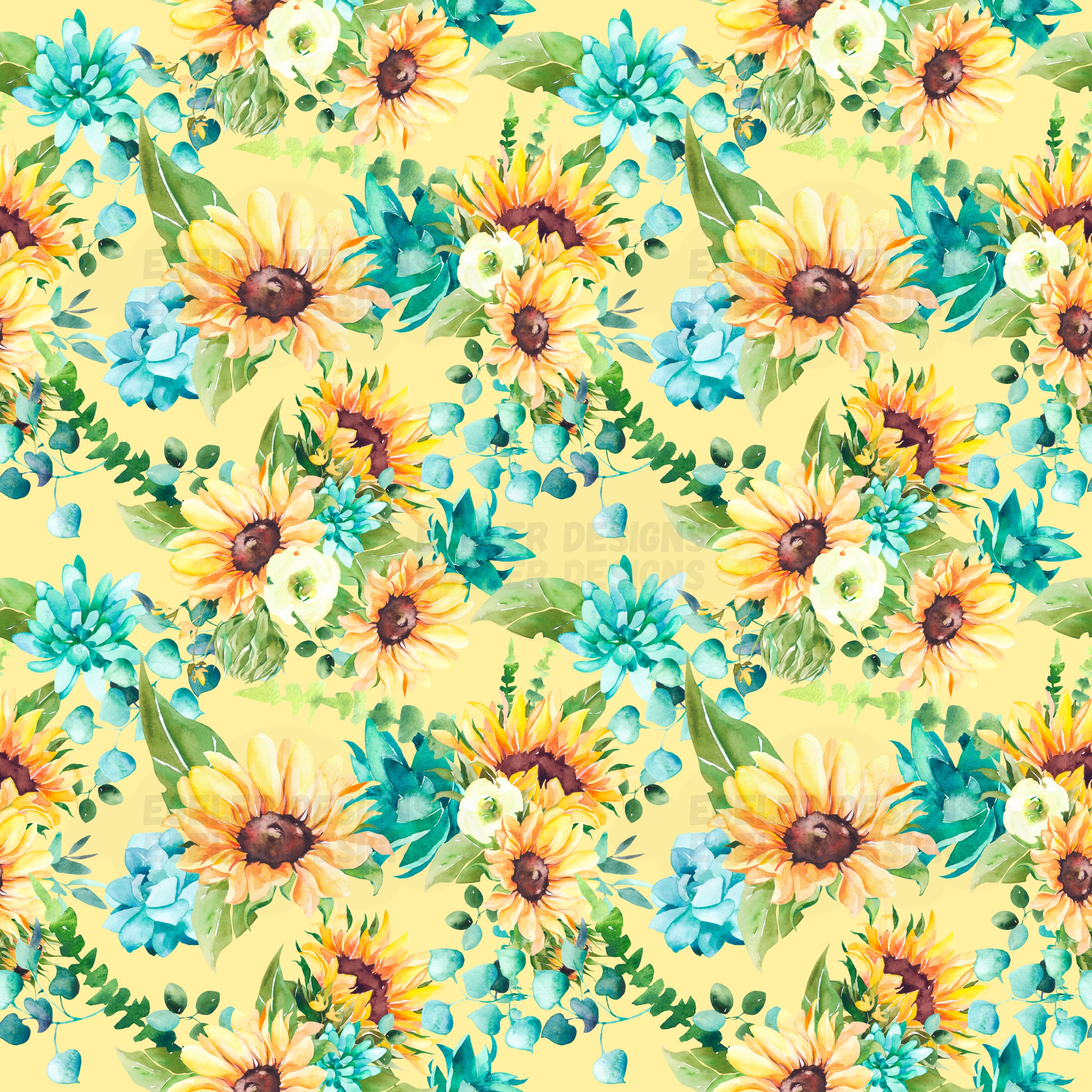 Seamless Pattern Sunflower Pattern Sunflower Seamless | Etsy