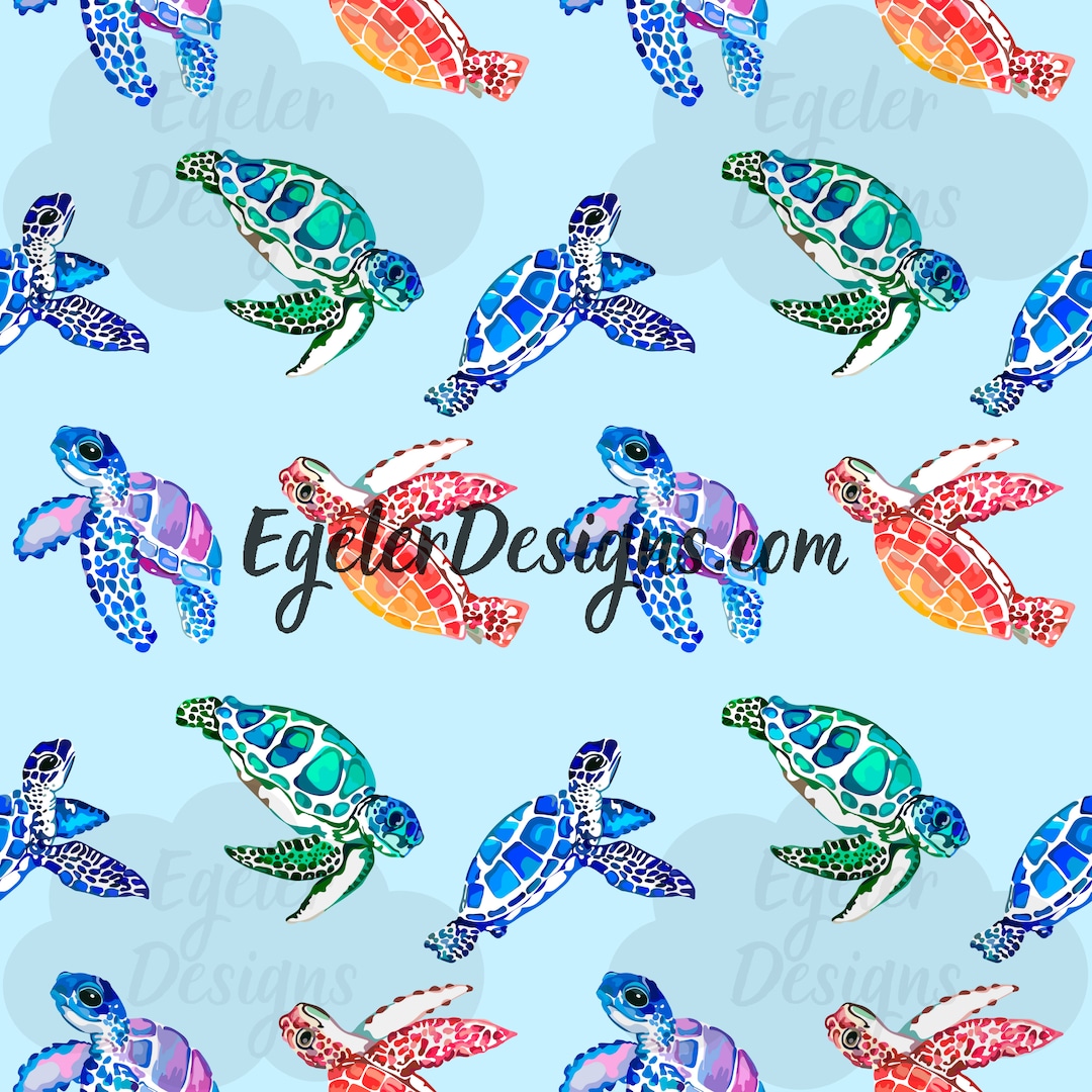 Sea Turtle Seamless Pattern, Colorful Turtle Pattern, Sea Turtle ...