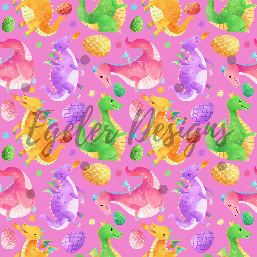 Dragon Digital Paper, Printable Dragons, Wall Art, Seamless Pattern ...