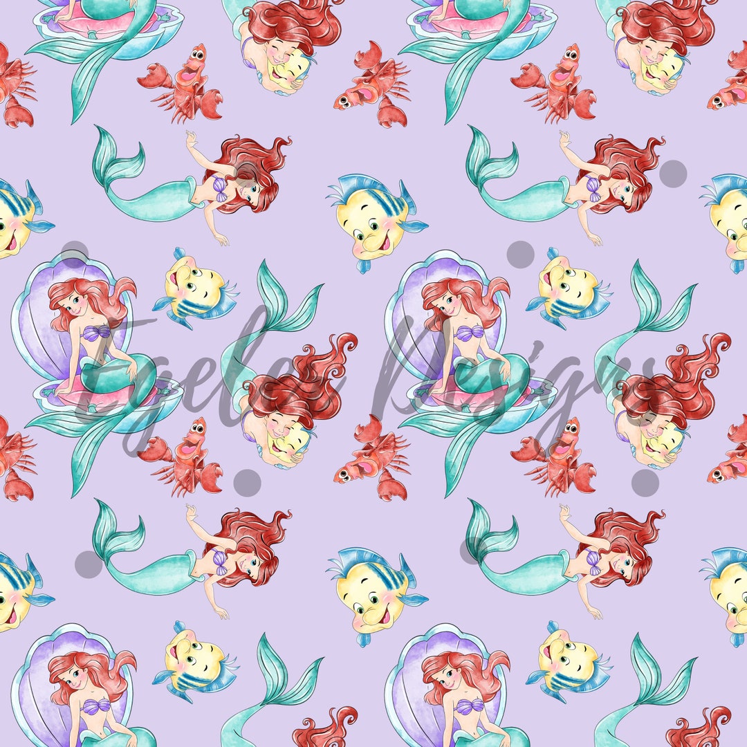 Little Mermaid Pattern, Seamless Ocean, Characters, Digital Download ...