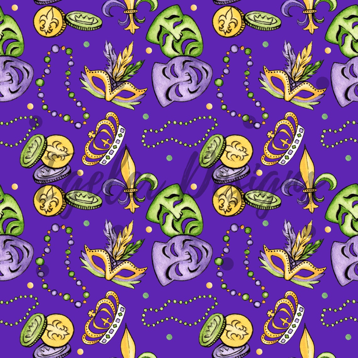 Purple Mardi Gras Seamless Files Digital Mardi Gras Pattern - Etsy