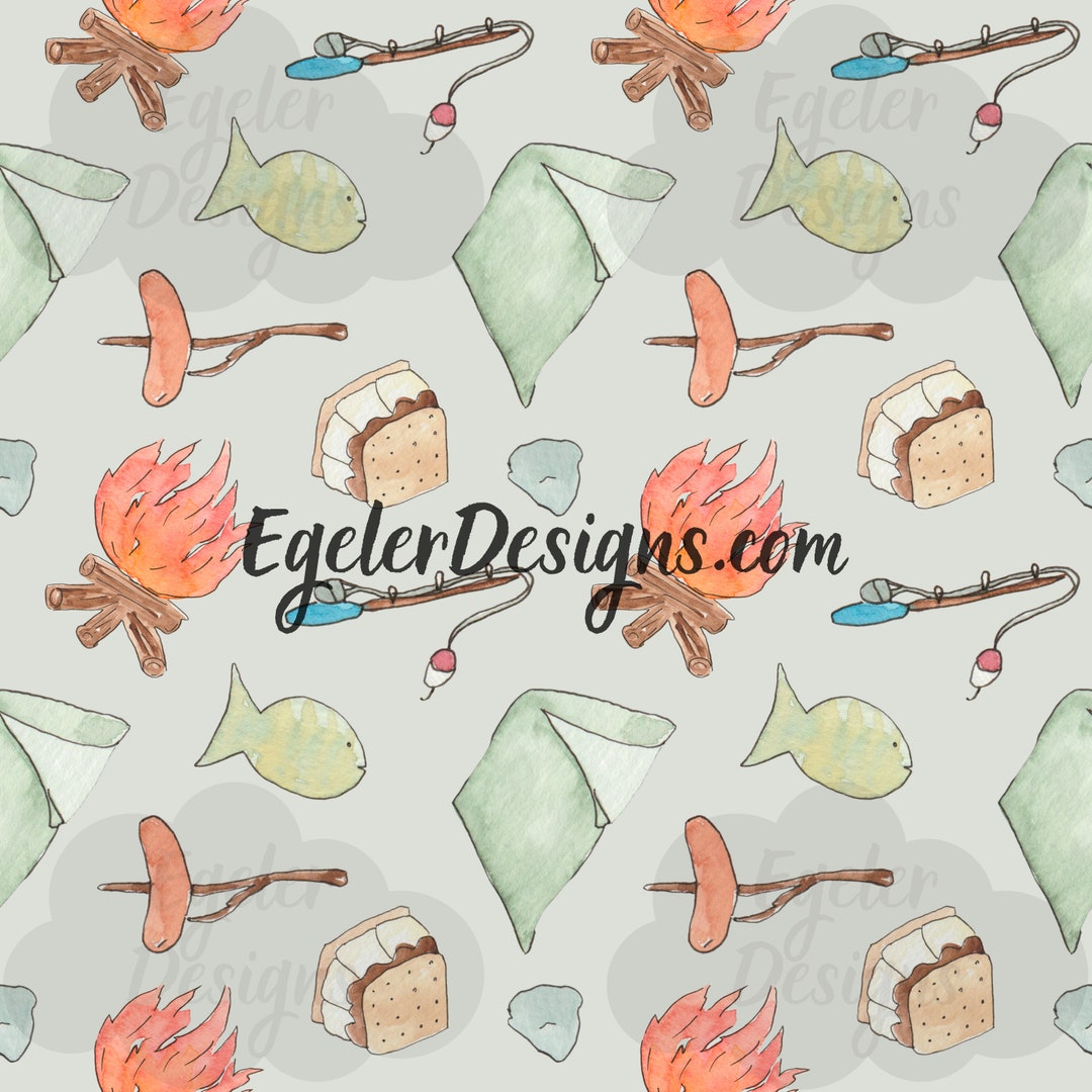 Seamless Pattern, Camping Pattern, Seamless, Pattern, Digital Download ...
