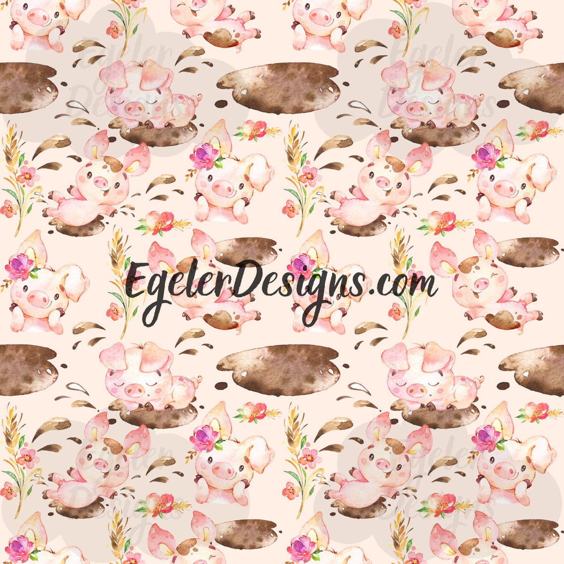 Seamless Pattern, Girly Pig Pattern, Pattern, Seamless, Animal Pattern ...