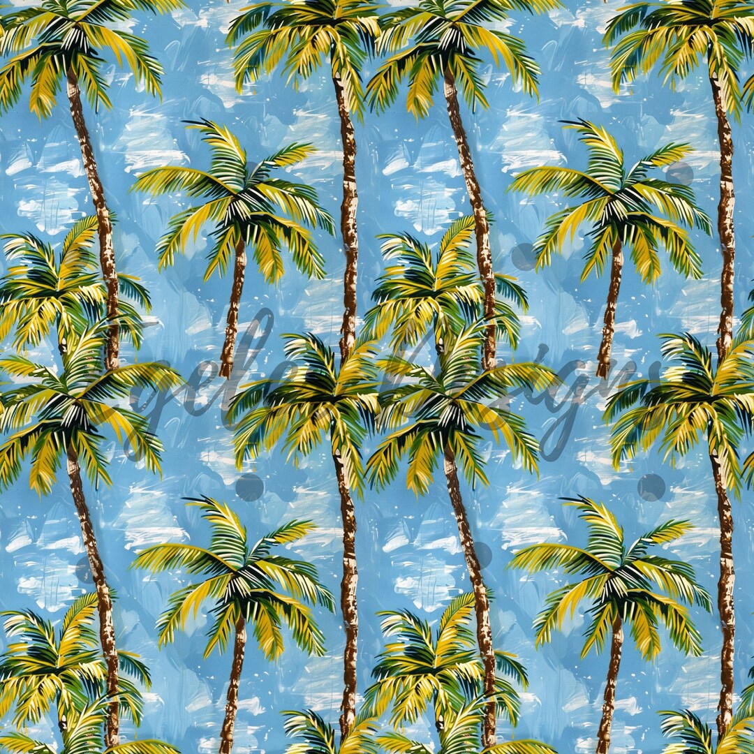 Tropical Summer Palm Tree Pattern, Seamless Pattern, Repeating Pattern ...