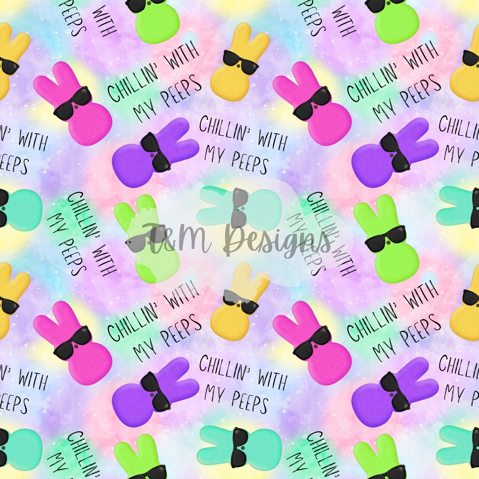 Chillin With My Peeps Seamless Pattern Digital Pattern Paper - Etsy