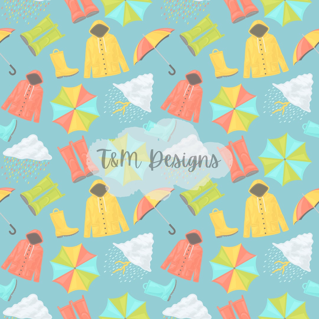 Rainy Day Seamless Pattern, Digital Download, Seamless, Rainboot ...