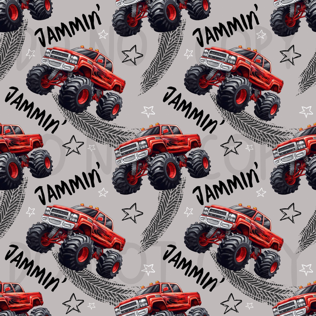 Monster Truck Seamless Pattern, Digital Pattern Paper, Trucks ...