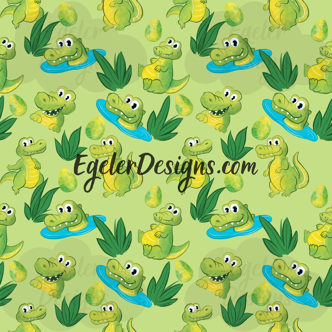 Alligator Seamless, Digital Download, Crocodile Pattern, Gator Clipart ...