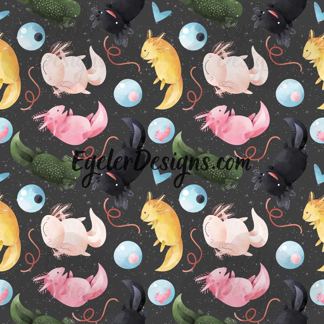 Axolotl Inspired Seamless Pattern, Digital Download, Cute Axolotl ...