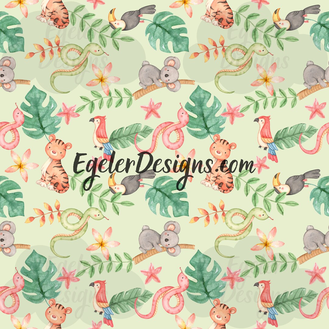 Seamless Pattern, Safari Animals, Clipart, Watercolor Pattern, Digital ...