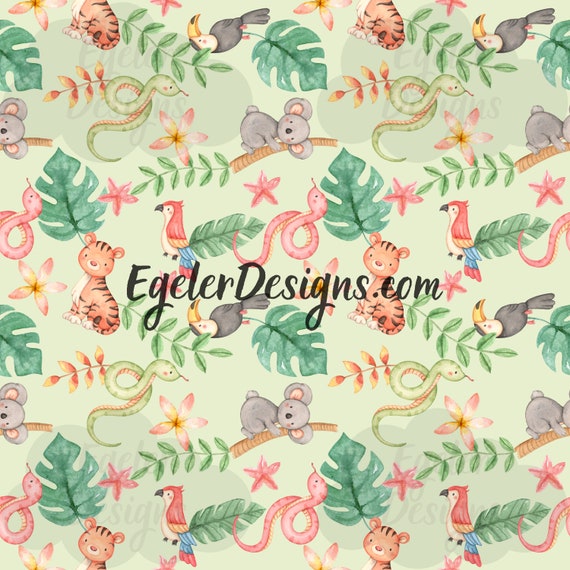 Seamless Pattern Safari Animals Clipart Watercolor Pattern - Etsy