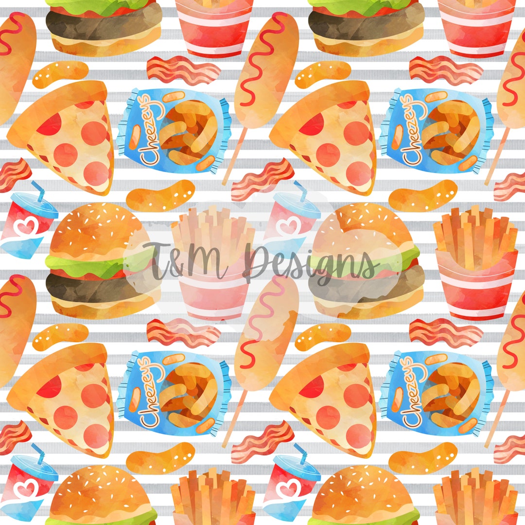 Snack Food Seamless Pattern, Junk Food Seamless, Seamless Pattern ...