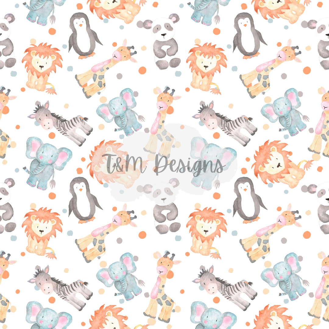 Watercolor Animals, Seamless Pattern, Seamless Safari Animals, Animal ...