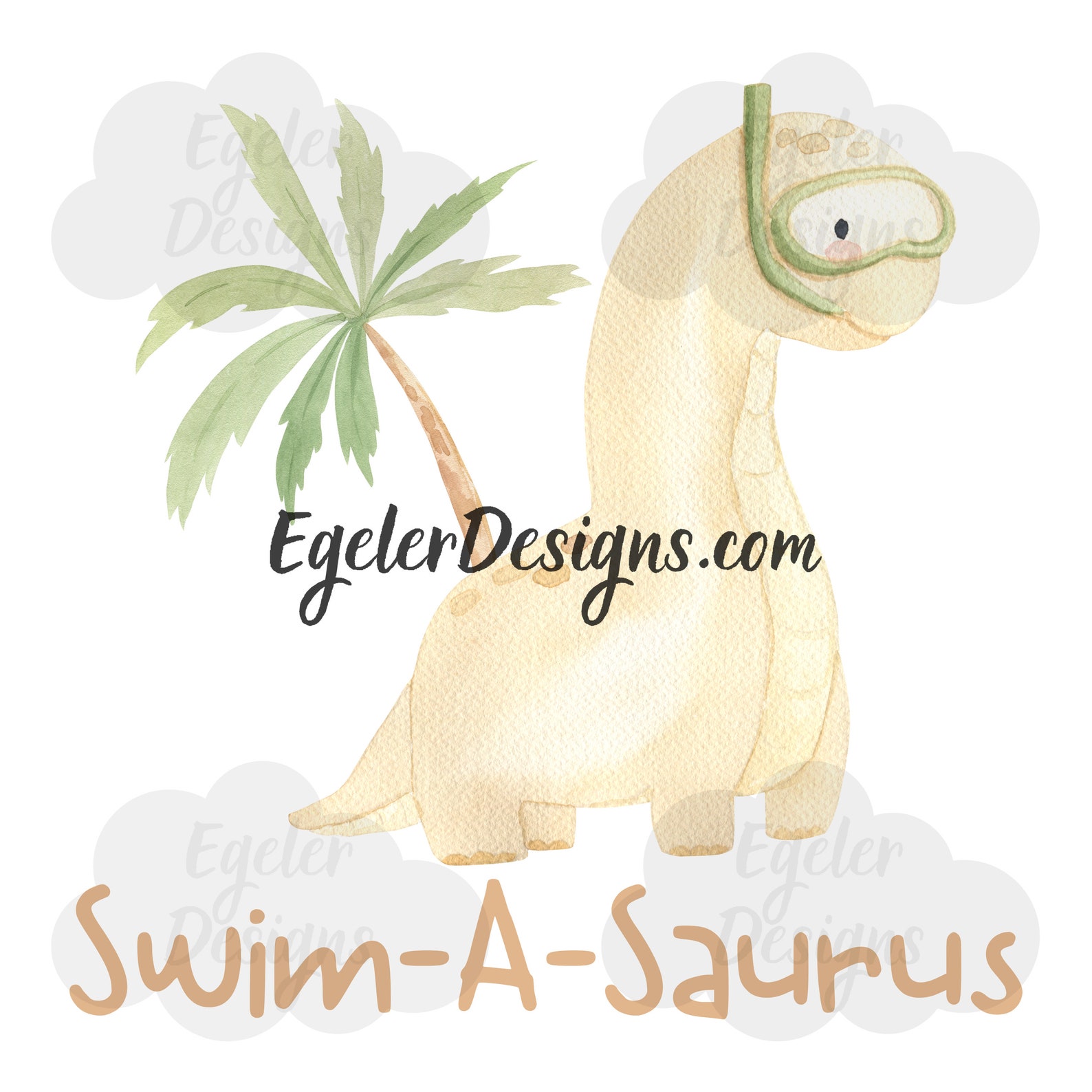 Swimasaurus Png, Snorkle Dino Clipart, Snorkle Dino, Png, Watercolor ...