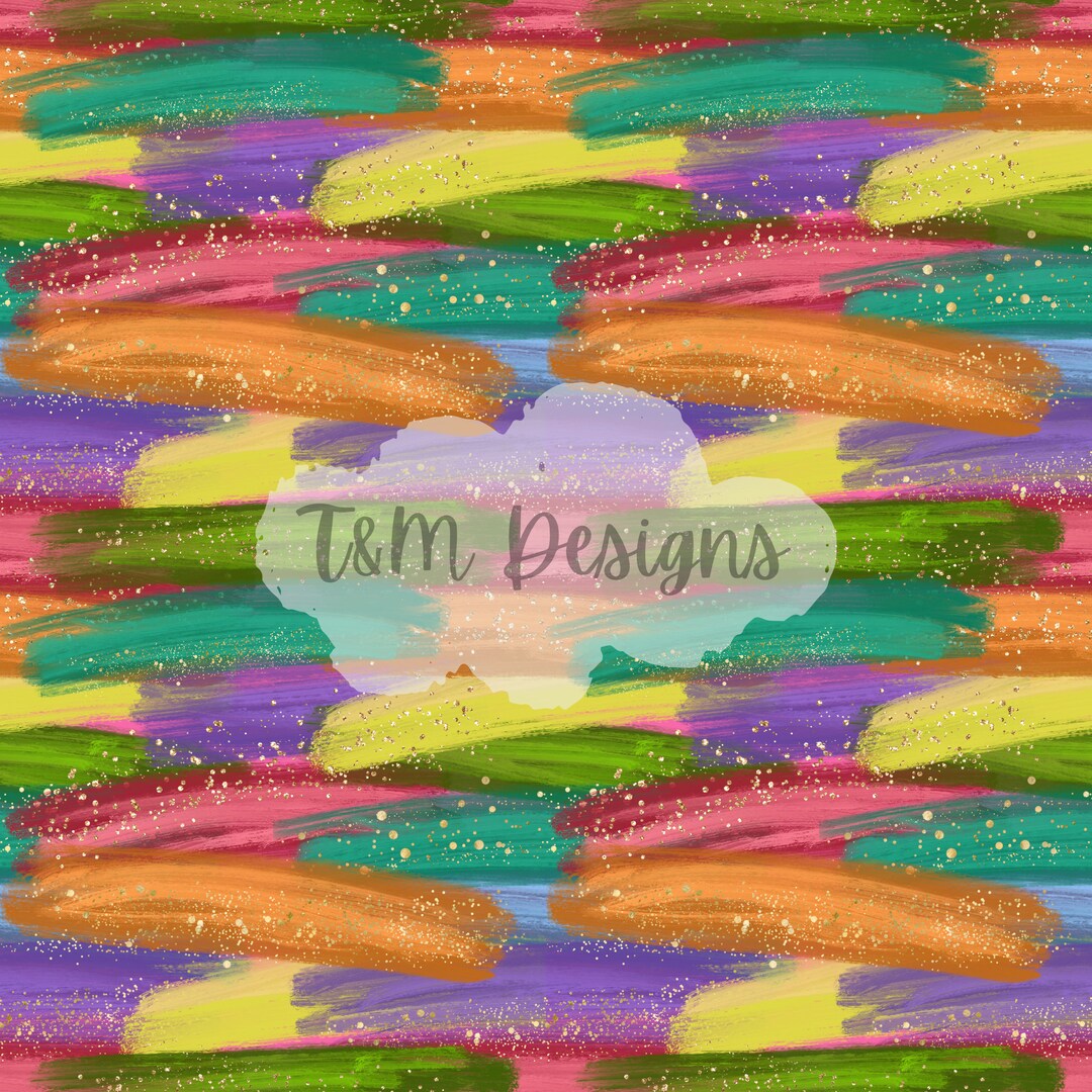 Rainbow Brushstroke Seamless Pattern, Digital Pattern Paper ...