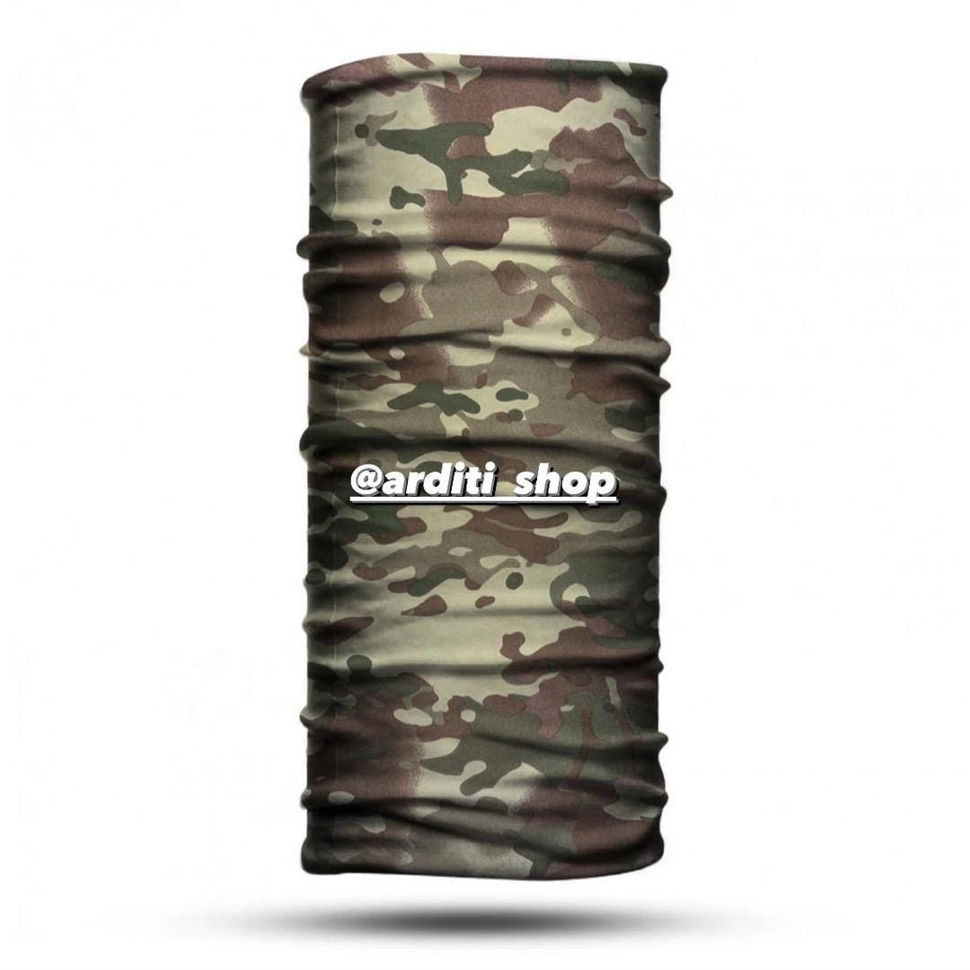 Tan–green Tactical Style Camo Neck Gaiter – Seamless, Quick-dry ...