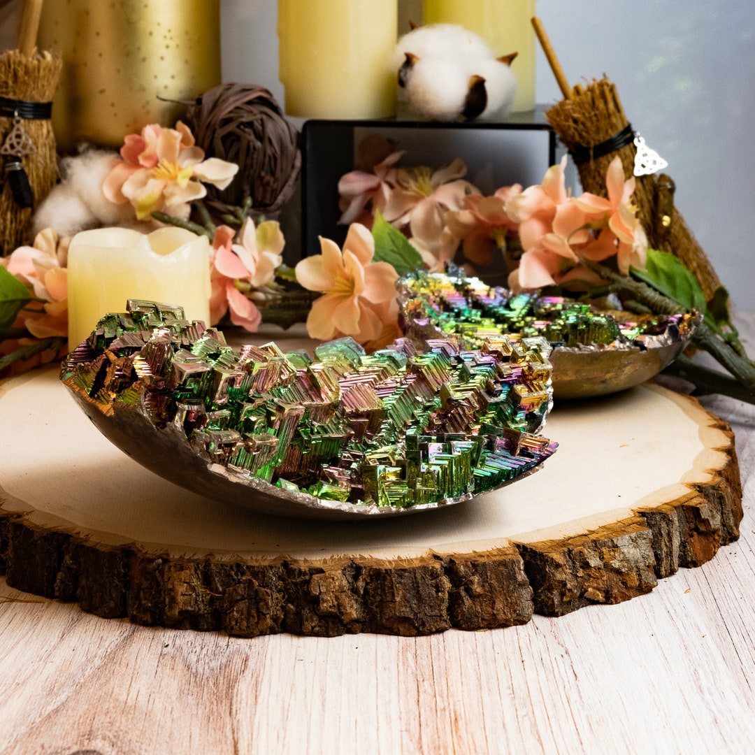 Bismuth Bowls, Bismuth Ore Carving, Colorful Bismuth Bowl, Iridescent ...