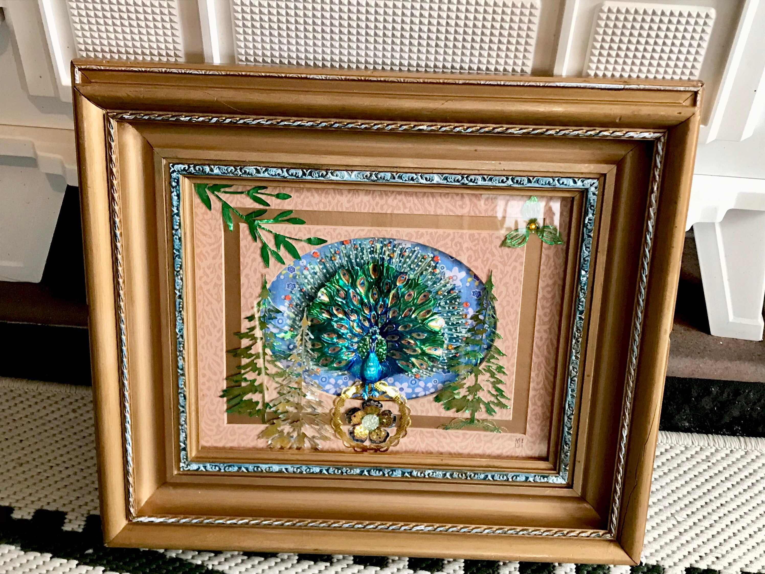 Kitsch Proud Peacock, Restored Ornate Gold Guilt Vintage Glass Frame ...