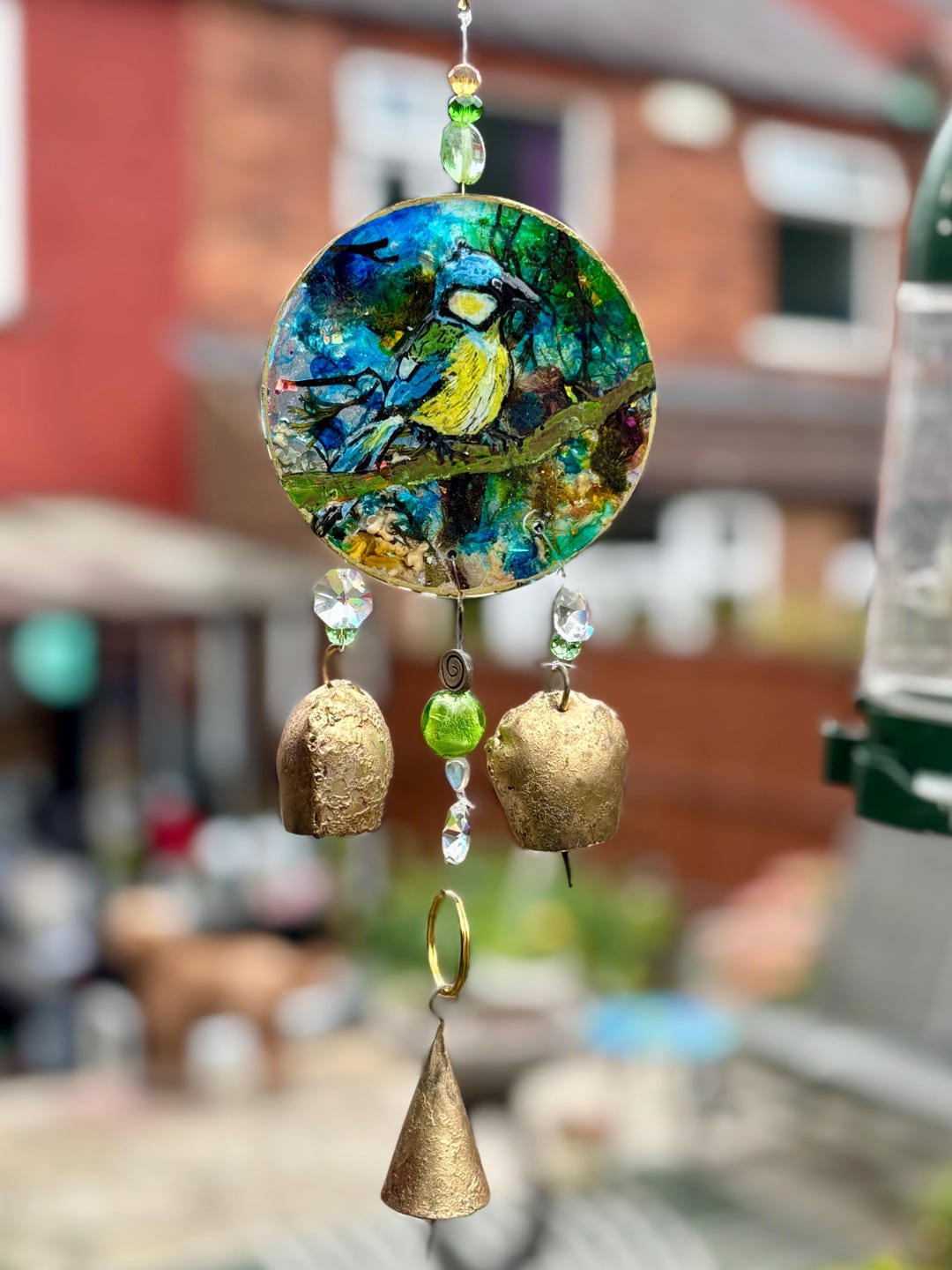 Blue Bird Sun Catcher Wind Chime, Handmade Resin Mobile One of a Kind ...