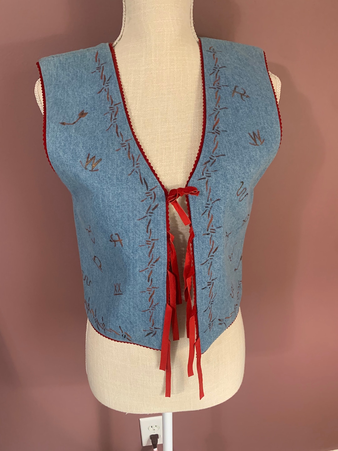 Patricia Wolf Denim Vest - Etsy