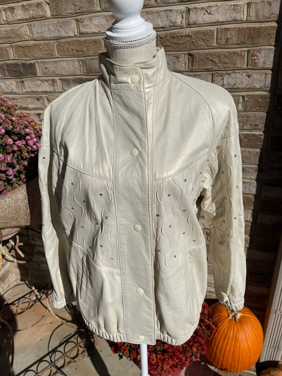 70s leather jacket with - Gem