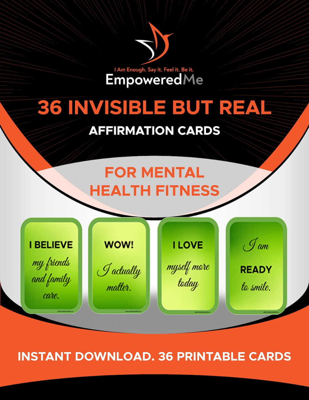 Mental Health Affirmation Cards | Digital Download | Mindfulness | Self ...