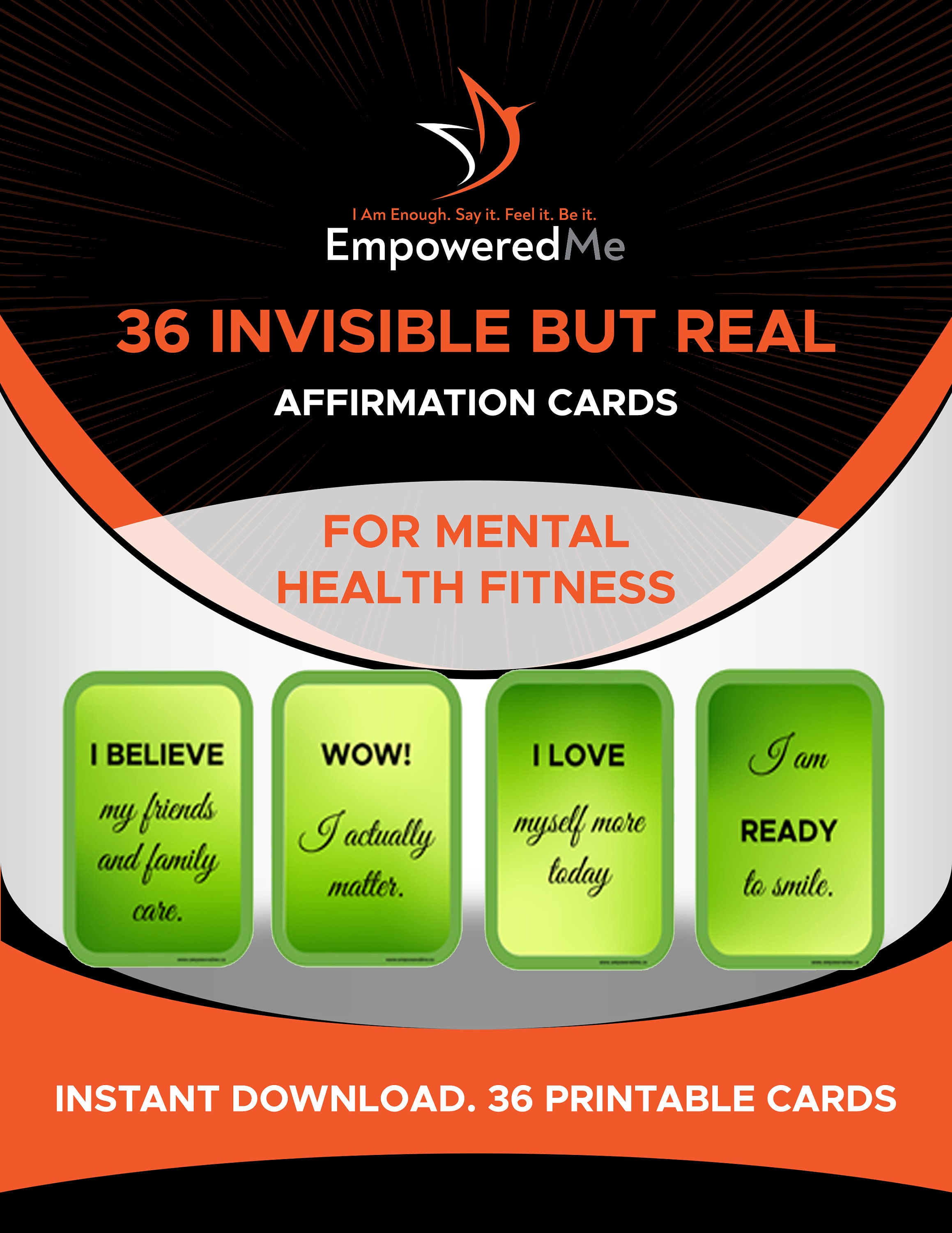 Mental Health Affirmation Cards | Digital Download | Mindfulness | Self ...