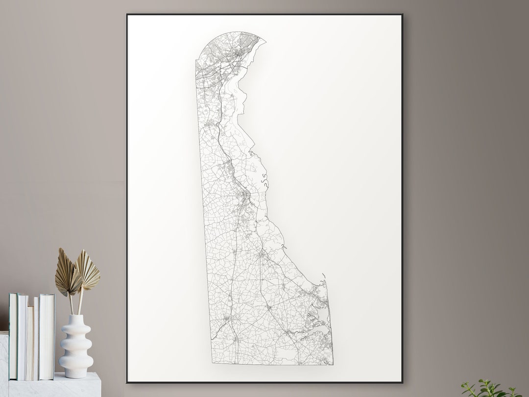 Every Road in Delaware Map - Big Poster, Printable Digital Download ...
