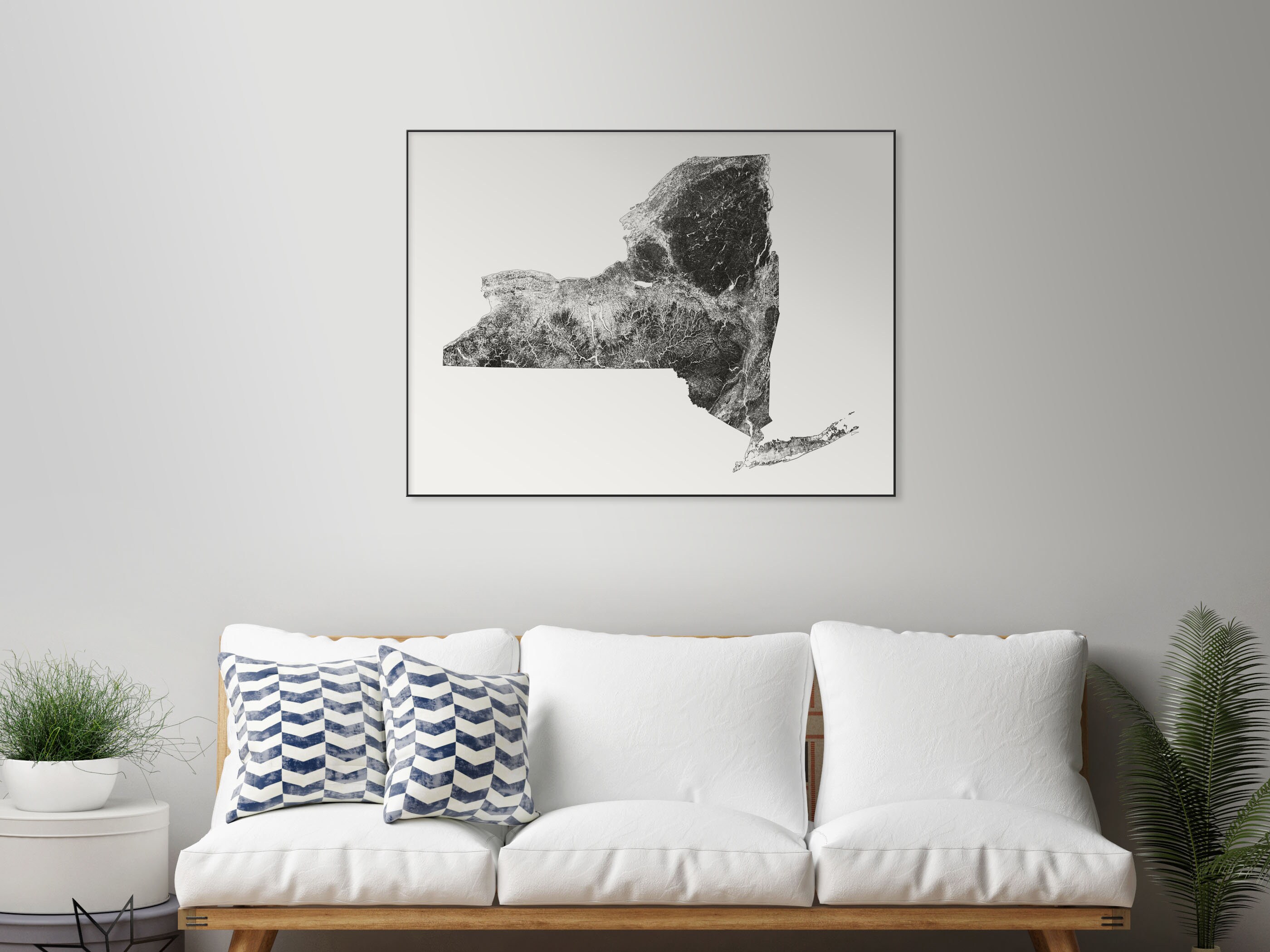 New York Forests Map Art: Minimalist Black and White Print (digital ...
