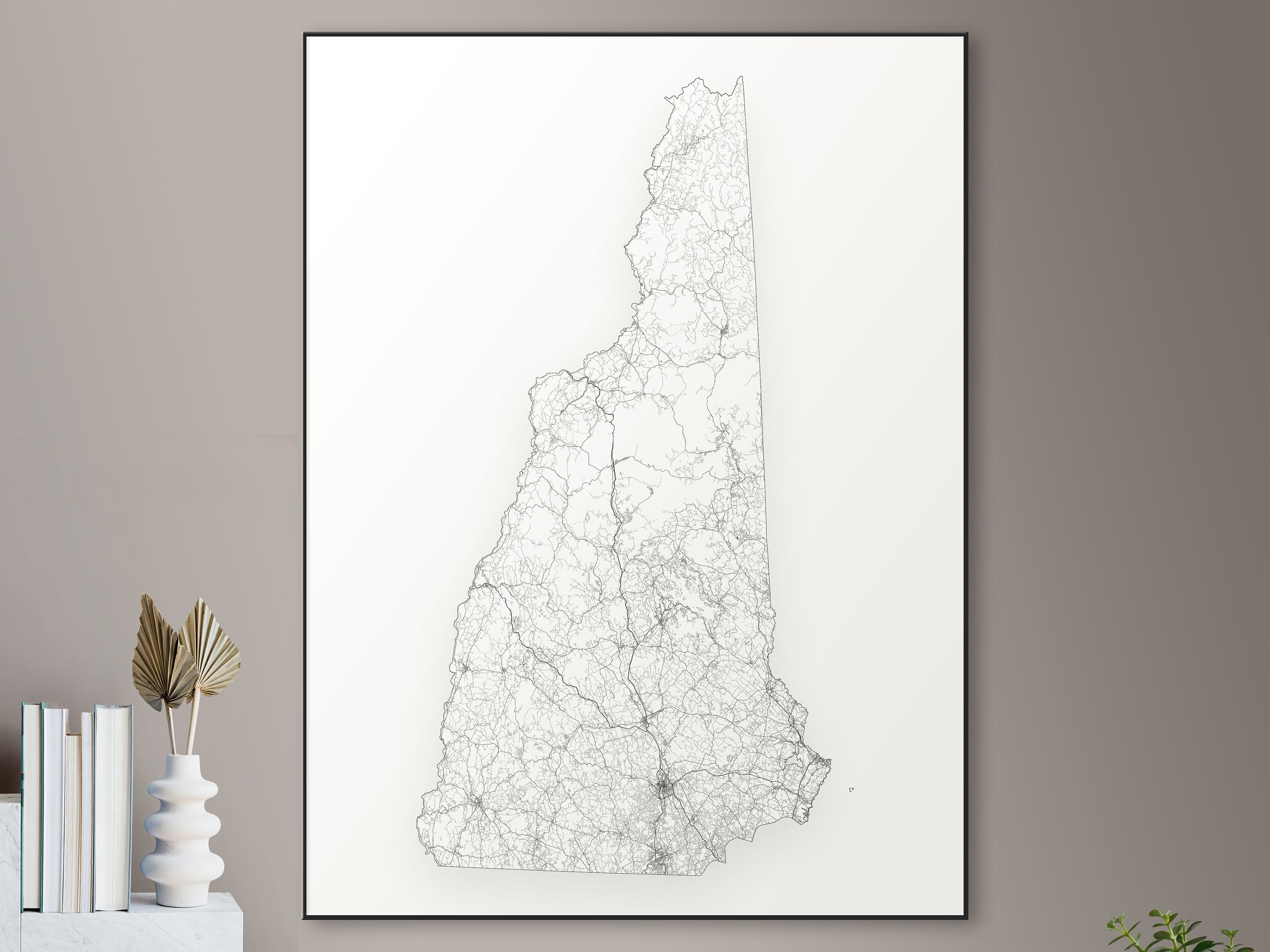 Every Road in New Hampshire Map - Big Poster, Printable Digital ...