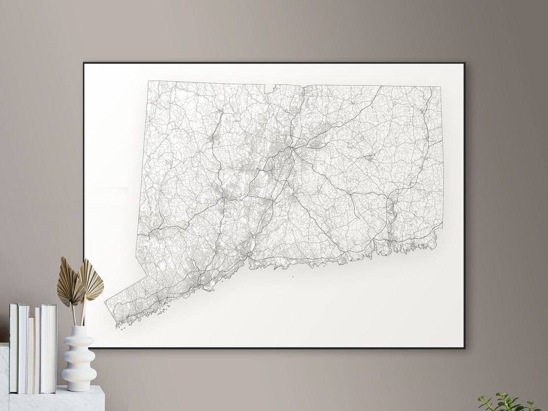 Every Road in Connecticut Map - Big Poster, Printable Digital Download ...