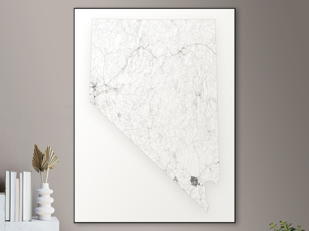 Every Road in Nevada Map - Big Poster, Printable Digital Download ...