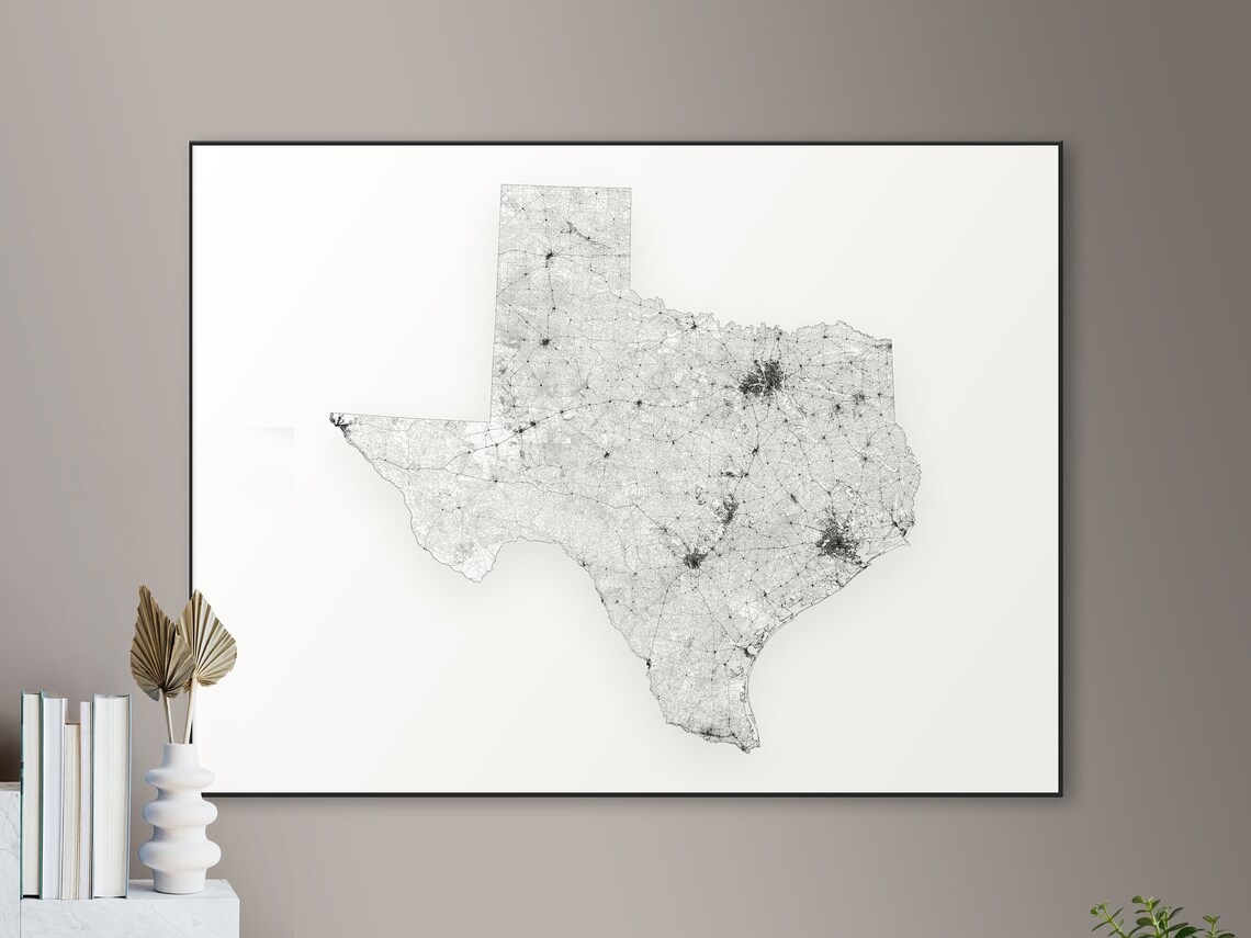 Every Road in Texas Map Big Poster Printable Digital - Etsy