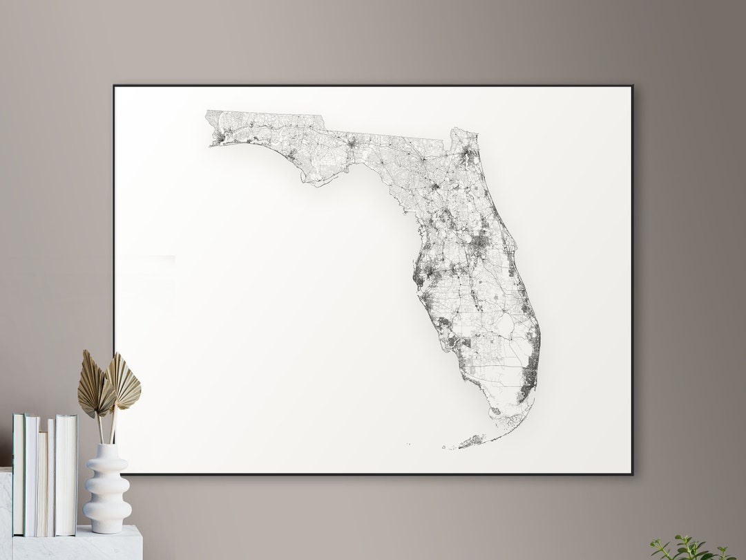 Every Road in Florida Map - Big Poster, Printable Digital Download ...