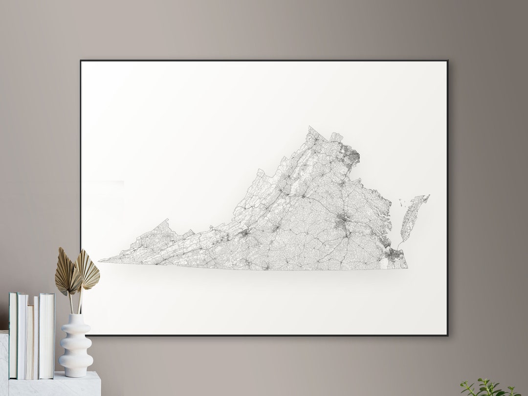 Every Road in Virginia Map - Big Poster, Printable Digital Download ...