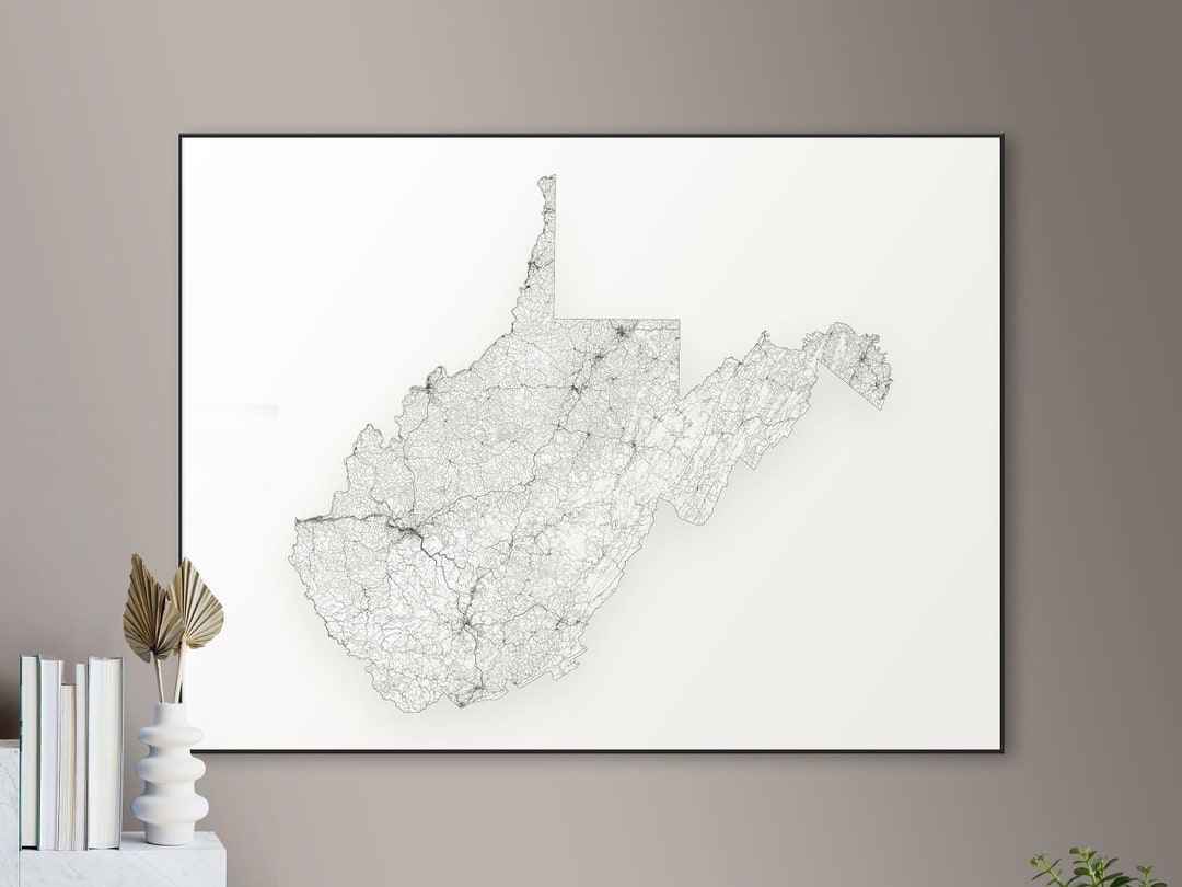 Every Road in West Virginia Map - Big Poster, Printable Digital ...
