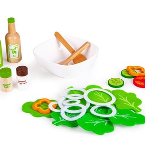 Wooden Salad Vegetables Set With a Bowl Play Food - Etsy