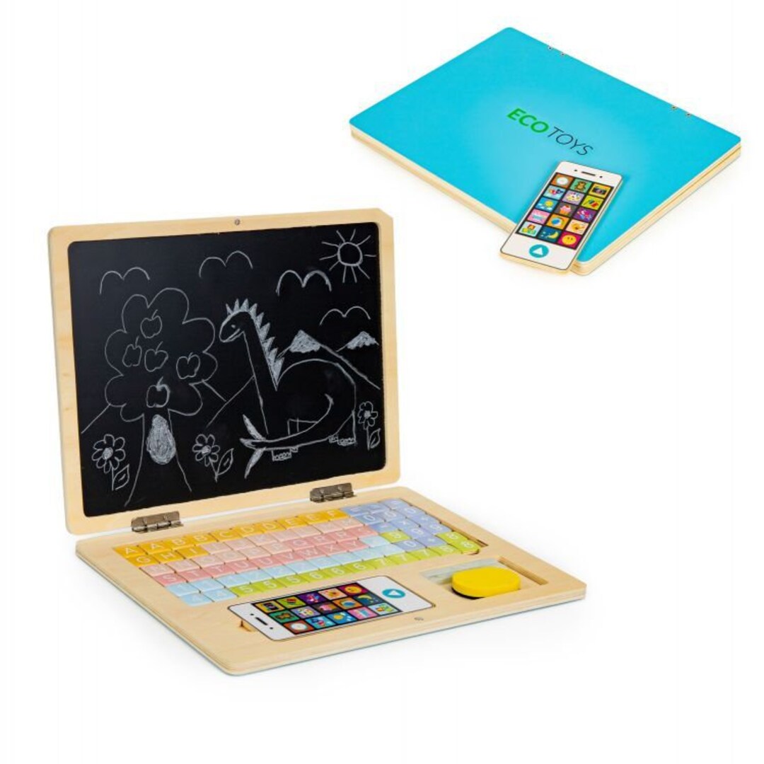 Wooden Educational Toy Laptop With Magnetic Board and Letters - Etsy