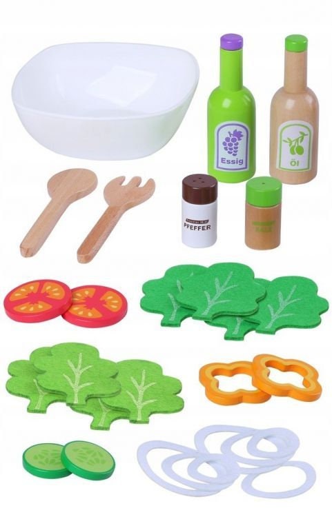 Wooden Salad Vegetables Set With a Bowl Play Food - Etsy