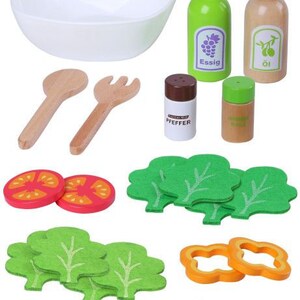 Wooden Salad Vegetables Set With a Bowl Play Food - Etsy