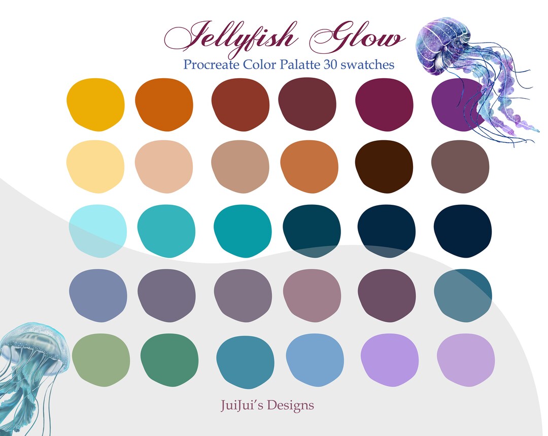Jellyfish Glow /procreate Palette/soft Color Palette,30 Procreate ...