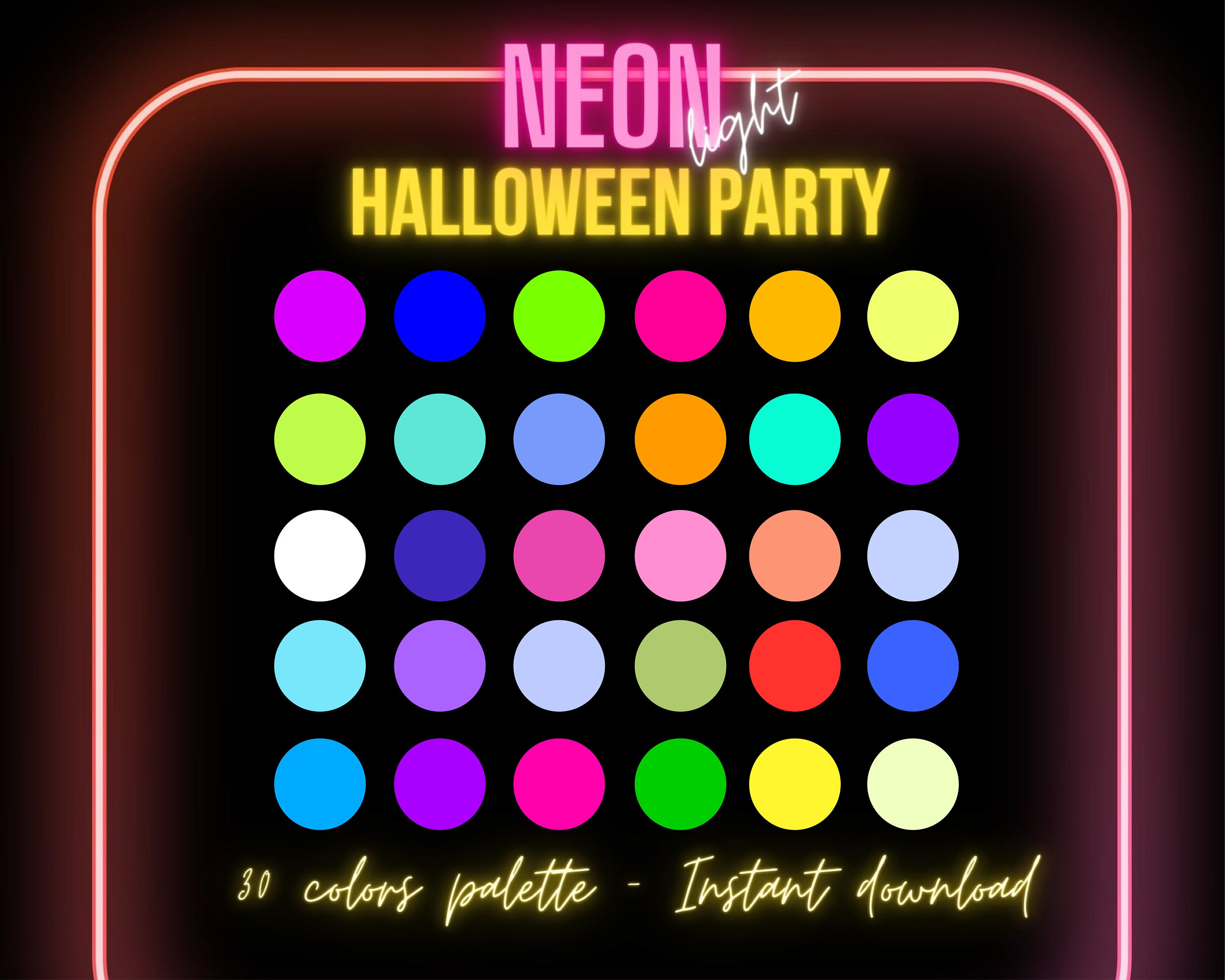 Neon Color, Halloween Color Palette,neon Halloween Procreate Palette ...